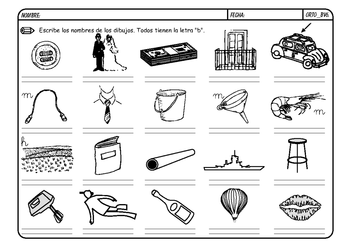 2Palabras con B y con V - Ortografia by v - Escribe los nombres de los dibujos. Todos tienen la ...