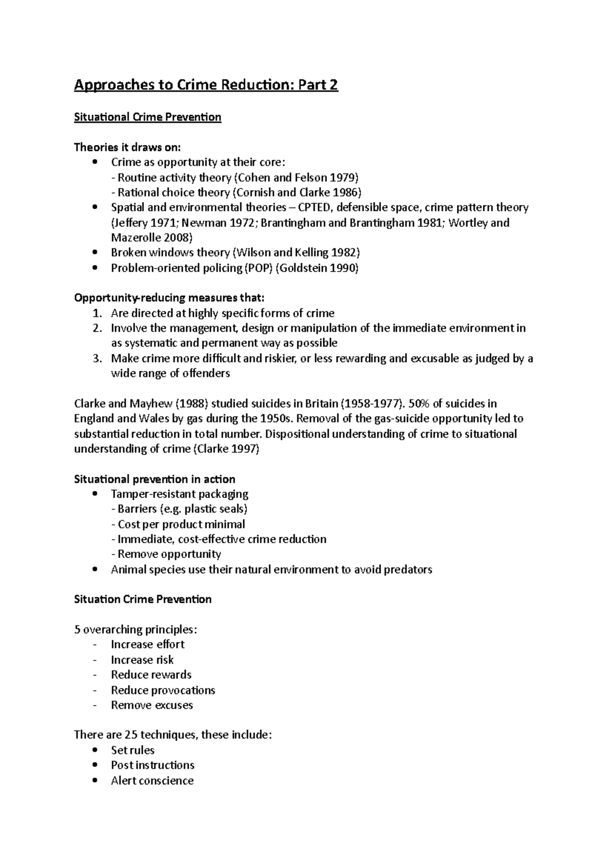 Approaches to Crime Reduction part 2 - Are directed at highly speciic ...