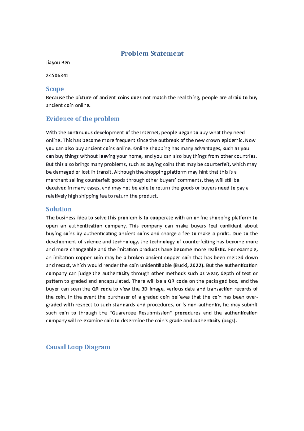 Problem Statement - assignment 2 - Problem Statement Jiayou Ren 24586341 Scope Because the ...