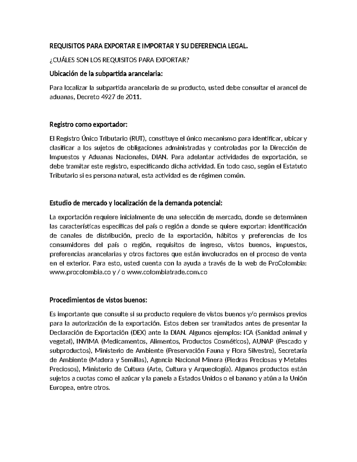 Requisitos PARA Exportar E Importar Y SU Deferencia Legal - REQUISITOS PARA EXPORTAR E IMPORTAR ...
