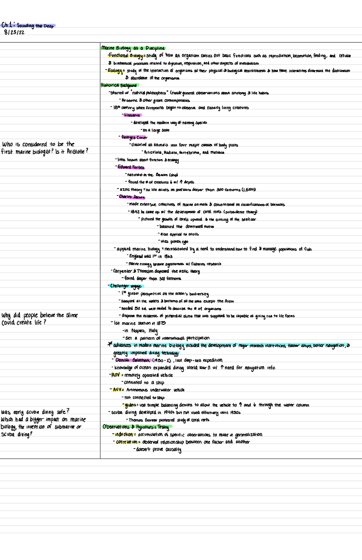 Schweglerl Chapter 1Notes - ####### Ch ####### 1 : sounding the Deep ...