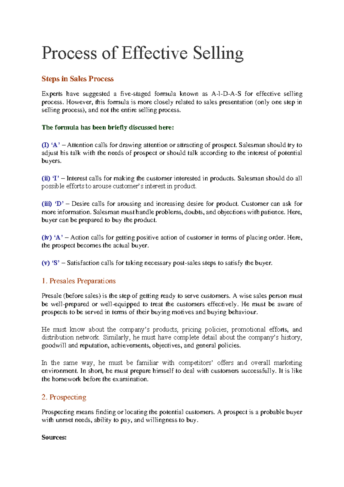 Process of effective Selling - Process of Effective Selling Steps in ...