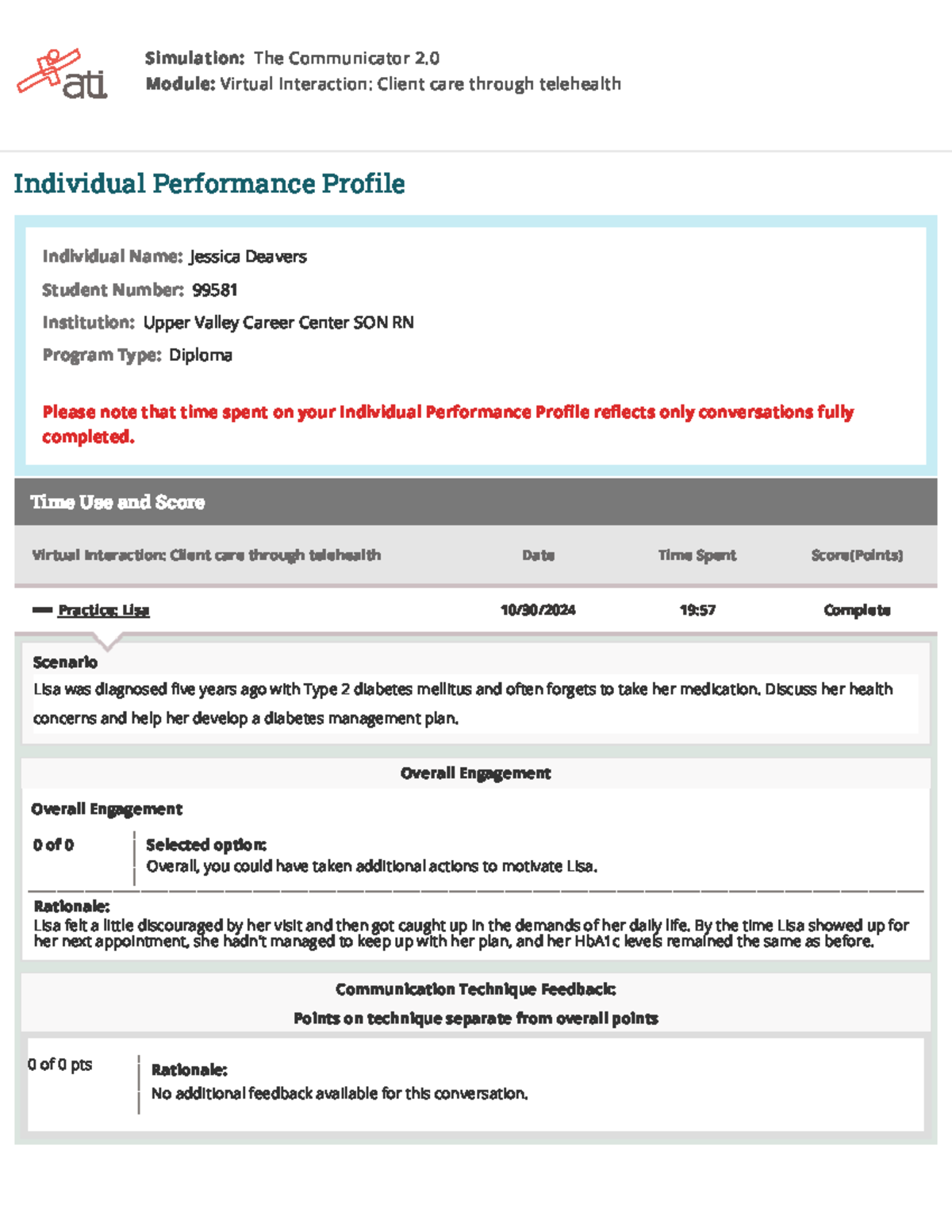 Simulation Results - template - Simulation: The Communicator 2. Module: Virtual Interaction ...