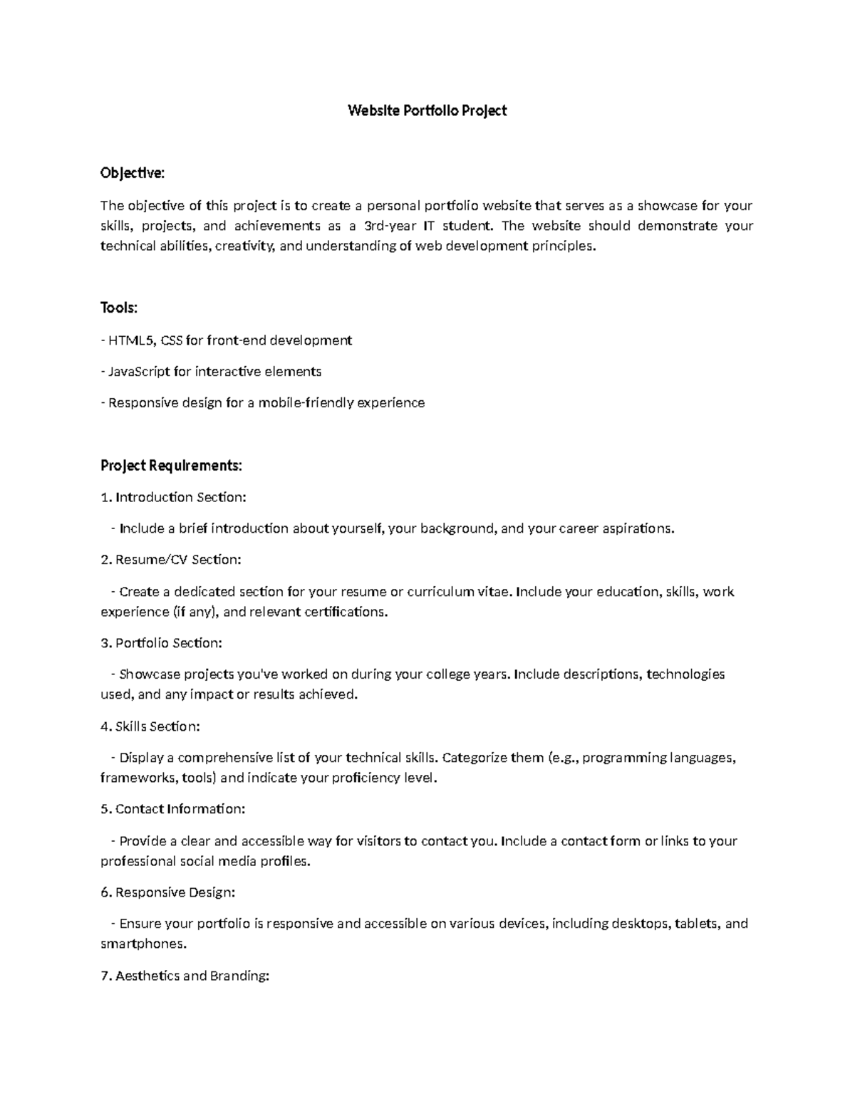 Website-Portfolio-Project - Website Portfolio Project Objective: The ...