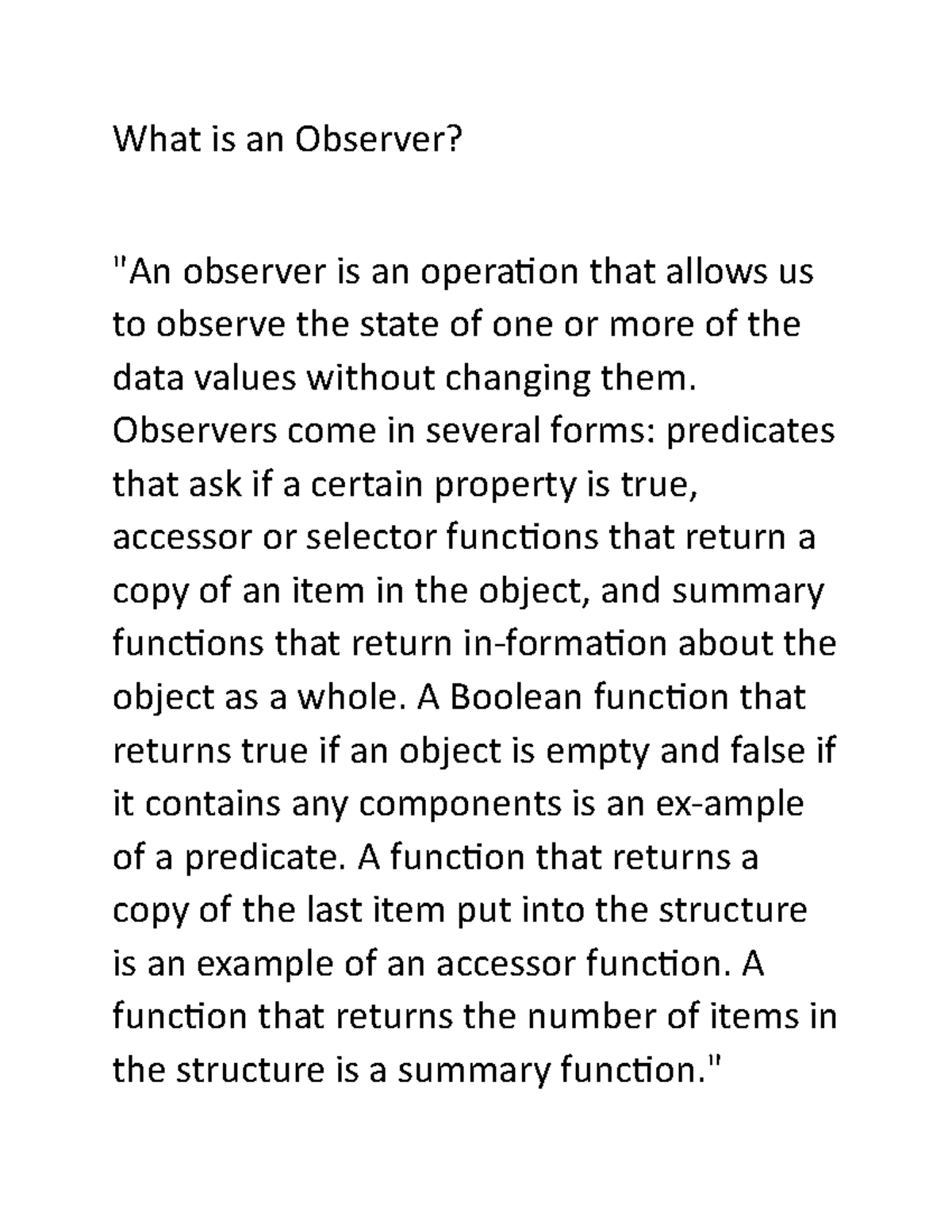 DS20 - Data Structures Notes - What is an Observer? "An observer is an ...