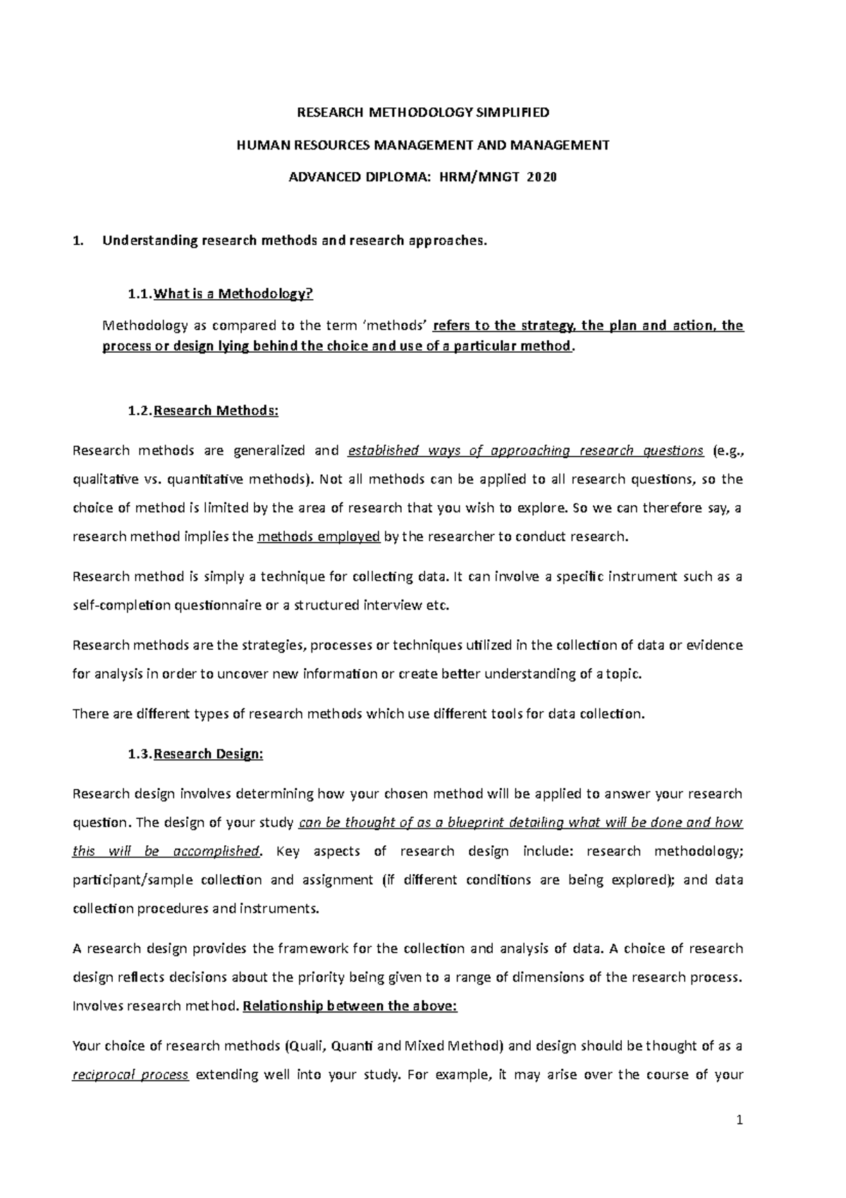 Understanding Research Methods and Approaches-1 - RESEARCH METHODOLOGY ...