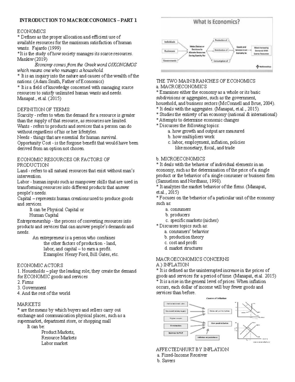 Macroeconomics 1A & 1B - INTRODUCTION TO MACROECONOMICS – PART 1 ...