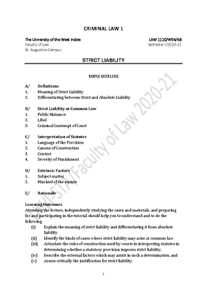 CAVE HILL Criminal Law I Worksheet 2 - Elements of a Crime - Actus Reus ...