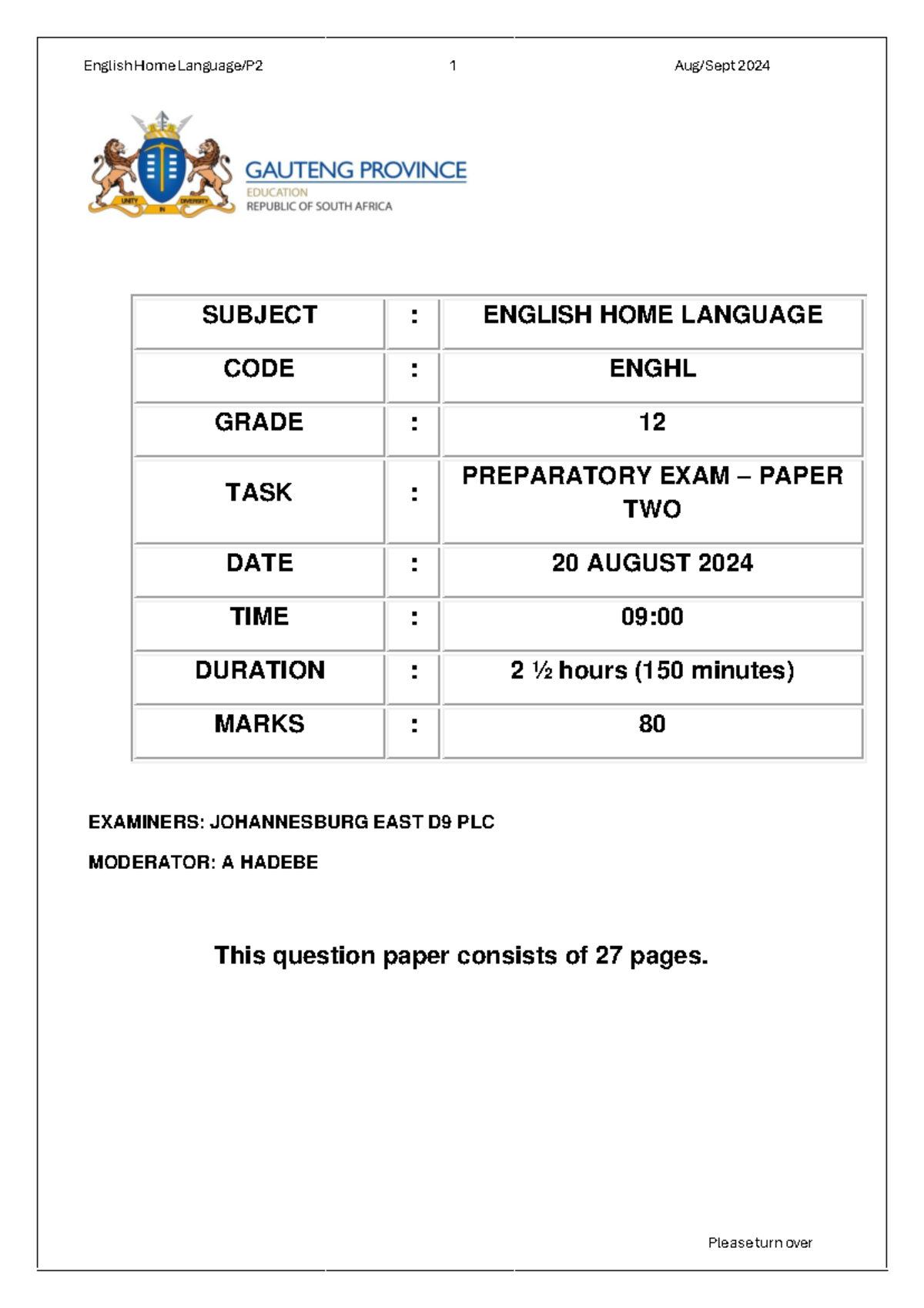 Prelims Paper 2-2024 - Prelim SUBJECT : ENGLISH HOME LANGUAGE CODE ...