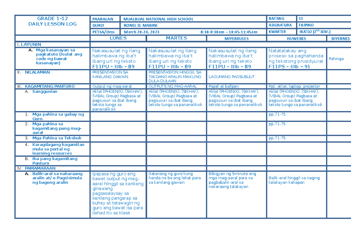 DLL113rd Quarter week 2 pagbasa at pagsusuri sa ibat ibang teksto ...
