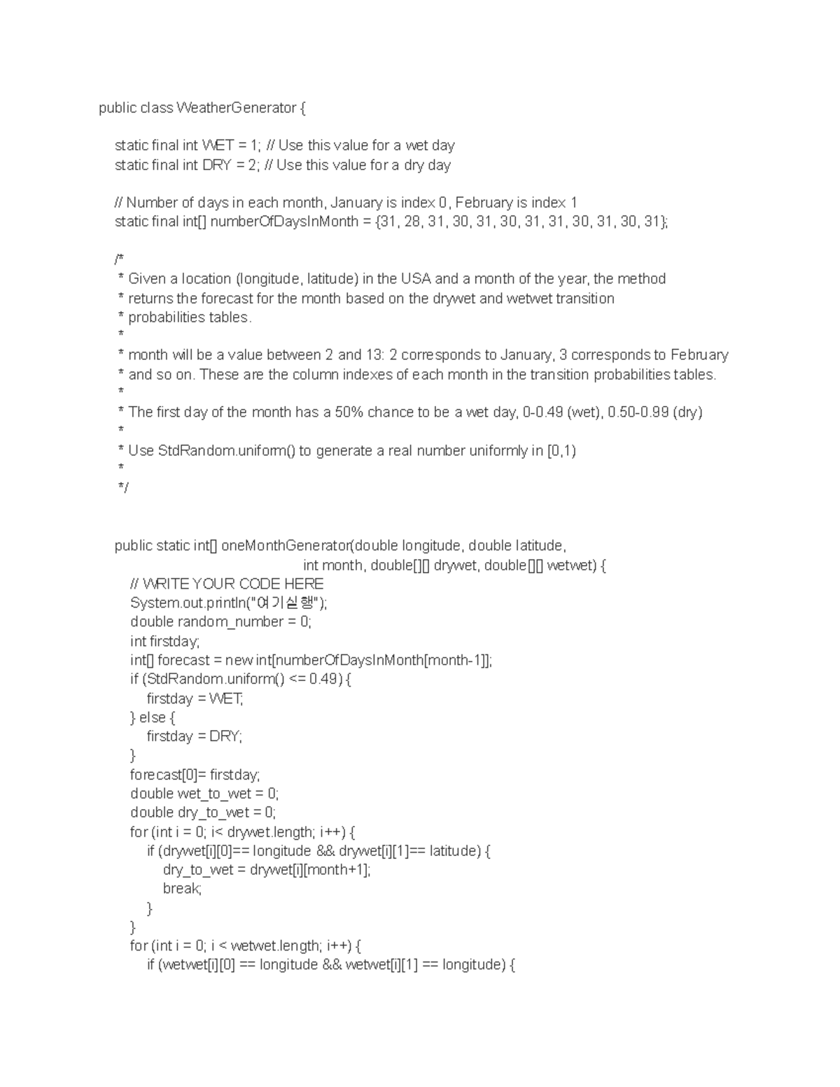 Weather Generator Assignment with instructions included - 01:198:111 ...