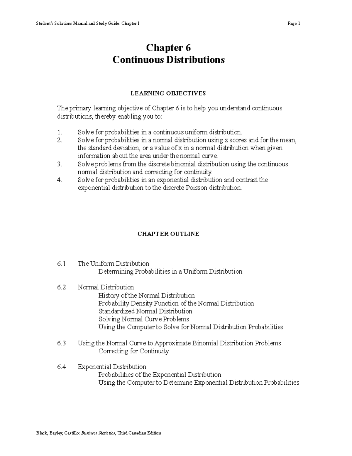 Ssm 06 - pratice - Chapter 6 Continuous Distributions LEARNING OBJECTIVES The primary learning ...