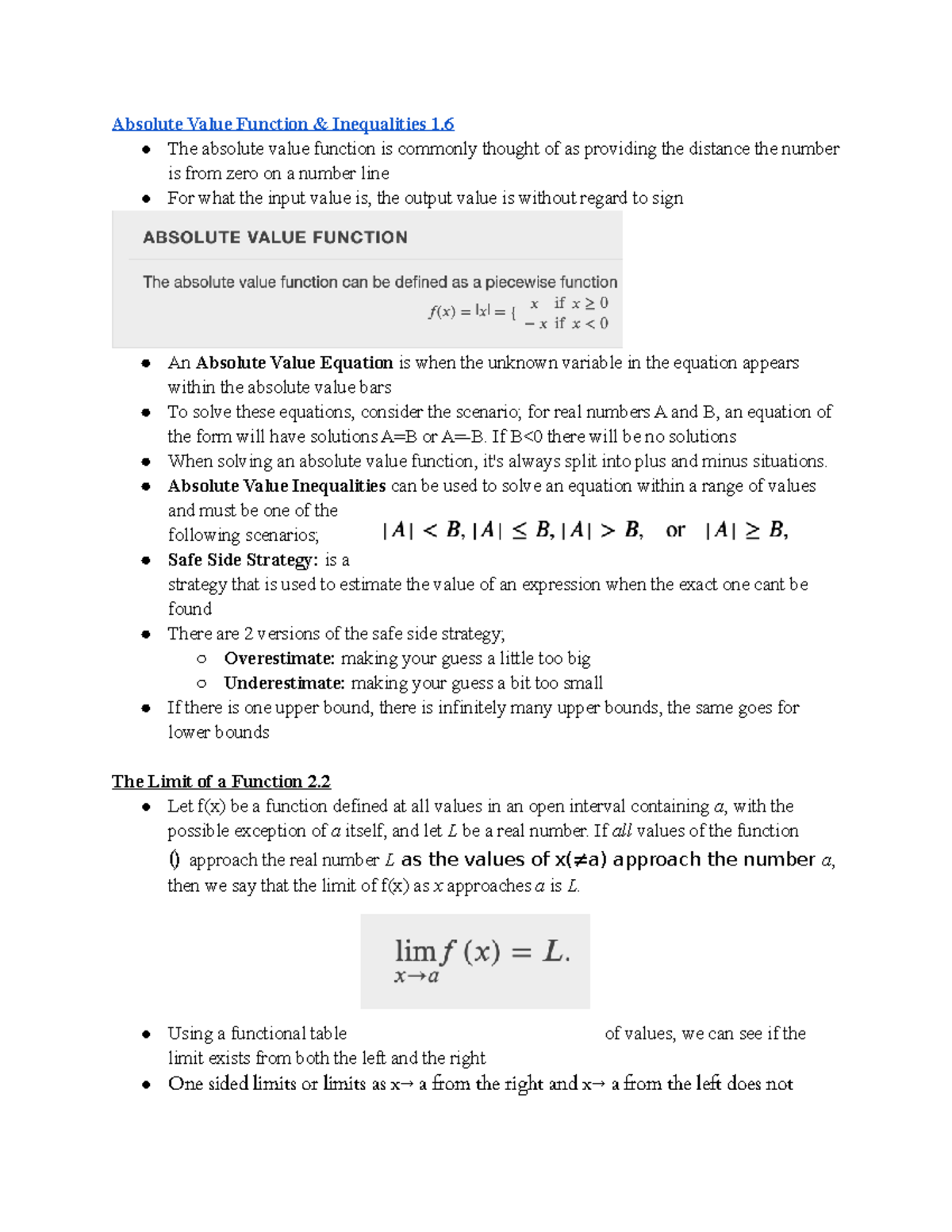 Week 3 Textbook notes - absolute value, inequalities, trig - Absolute ...