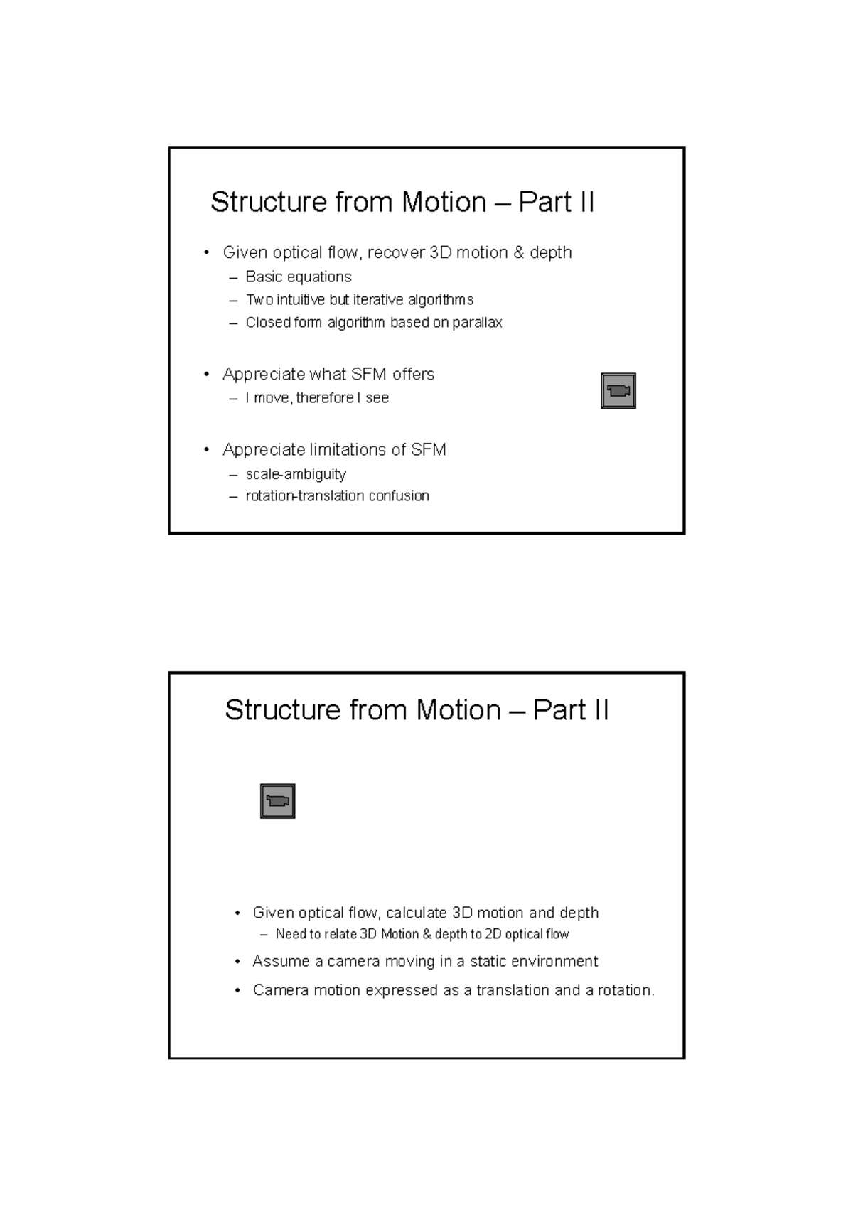 Handout motion 2 - Lecture Notes - Structure from Motion – Part II ...