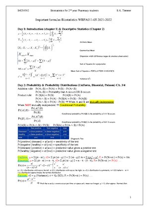 Biostatistics Exam Cheat Sheet - formulas, test flowchart, and quick ...