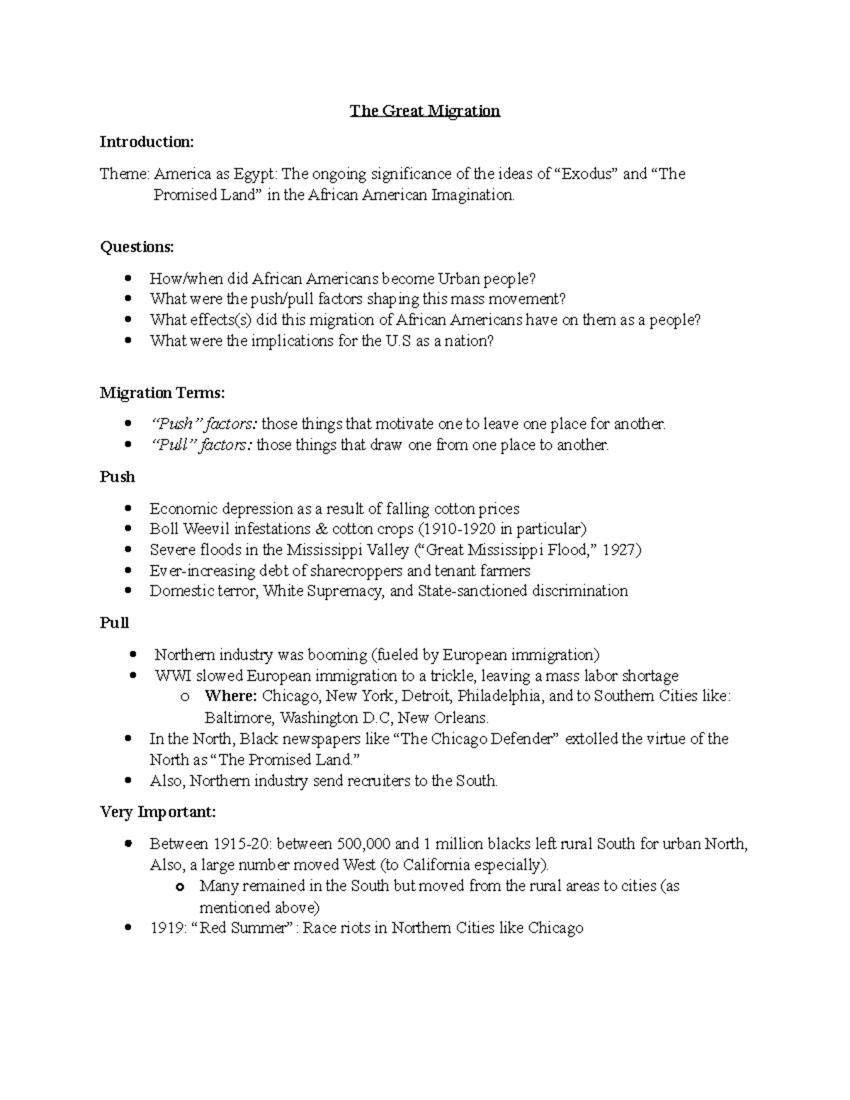 The Great Migration - The Great Migration Introduction: Theme: America ...