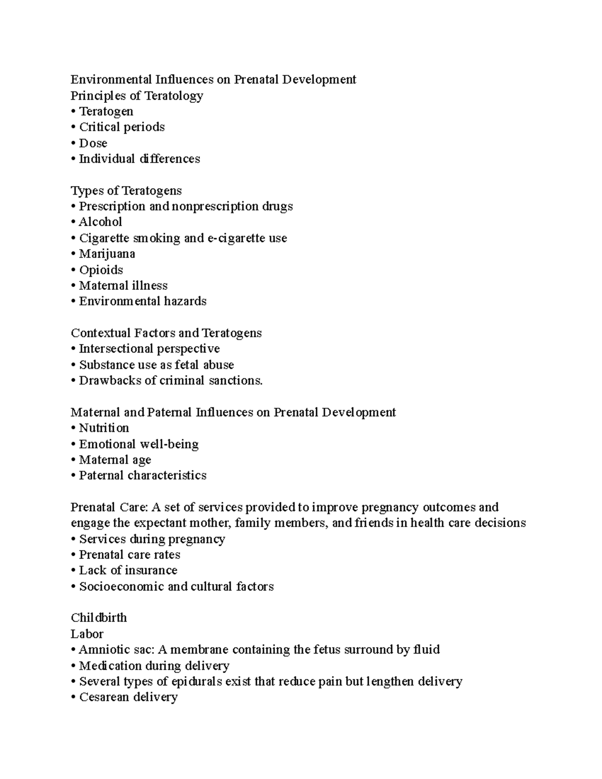 Prenatal Care - Environmental Influences on Prenatal Development ...