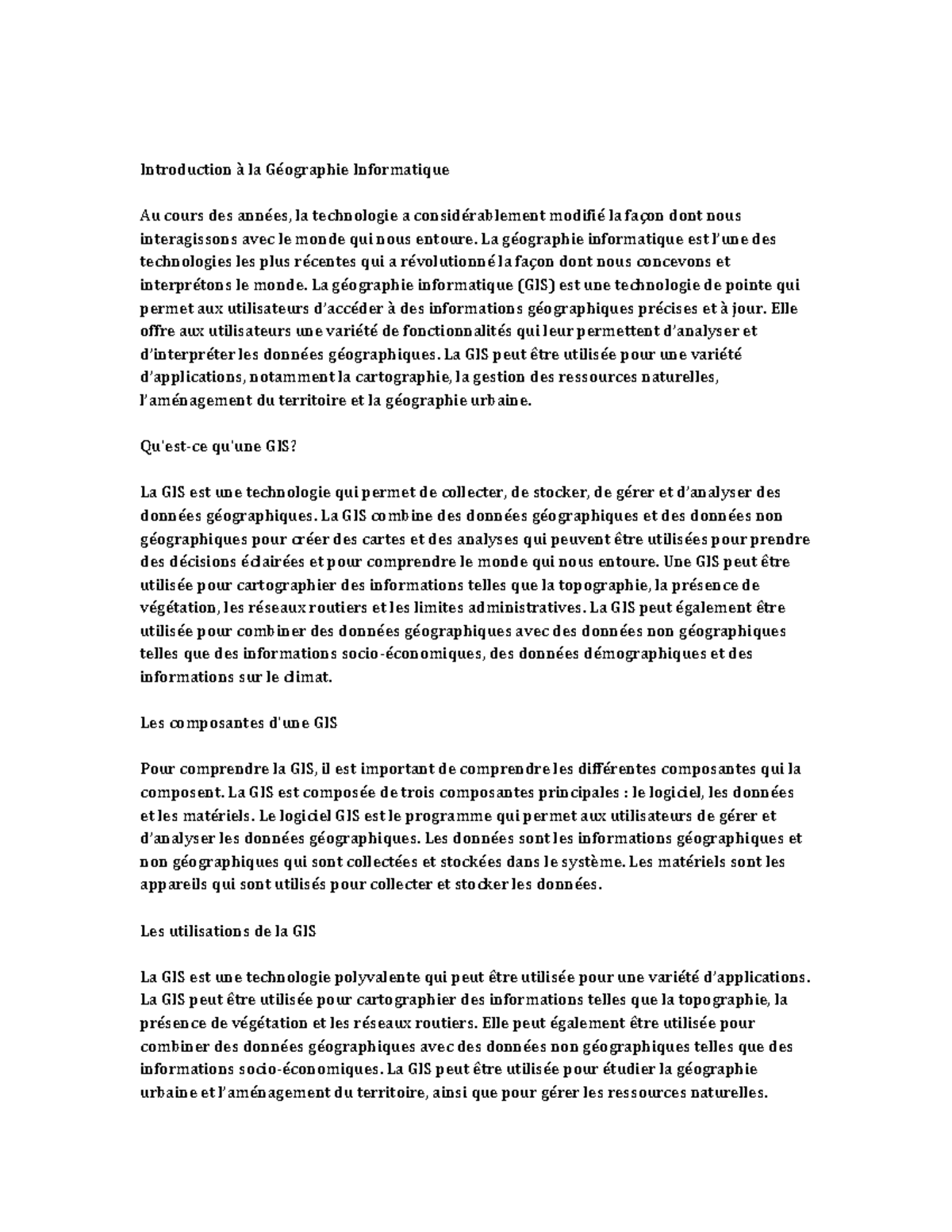 Geographical Information Systems (GIS) - Introduction à la Géographie ...