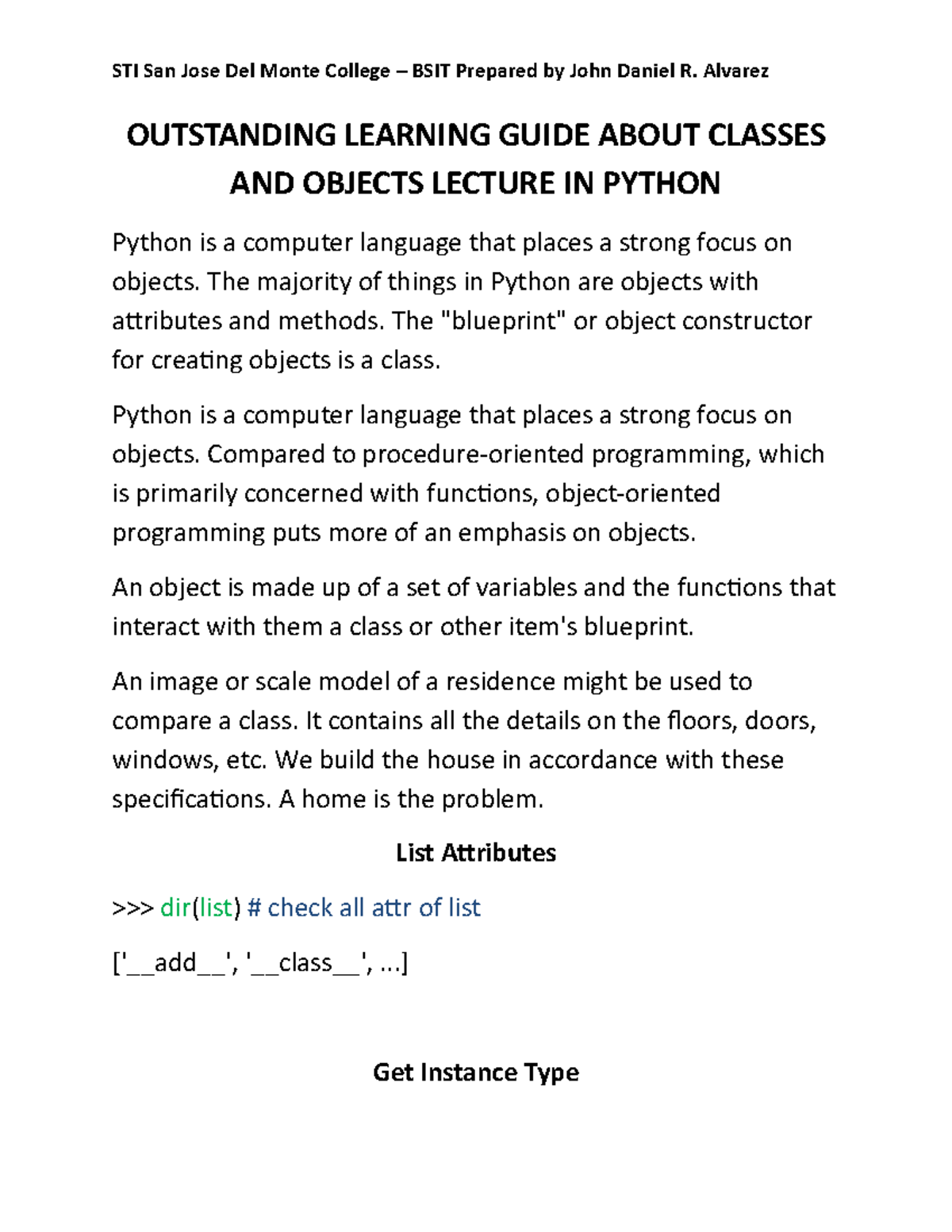 Outstanding Learning Guide About Classes and Objects Lecture in Python ...