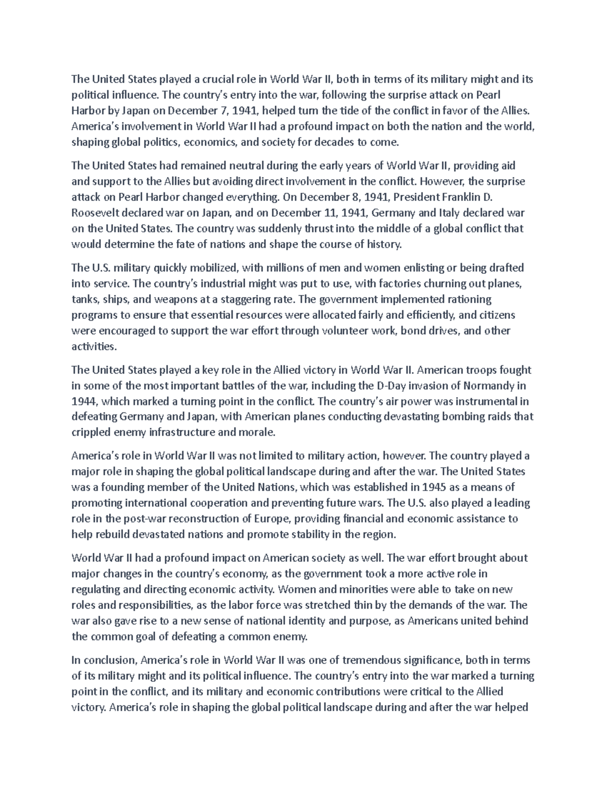 America and World War II - The United States played a crucial role in ...