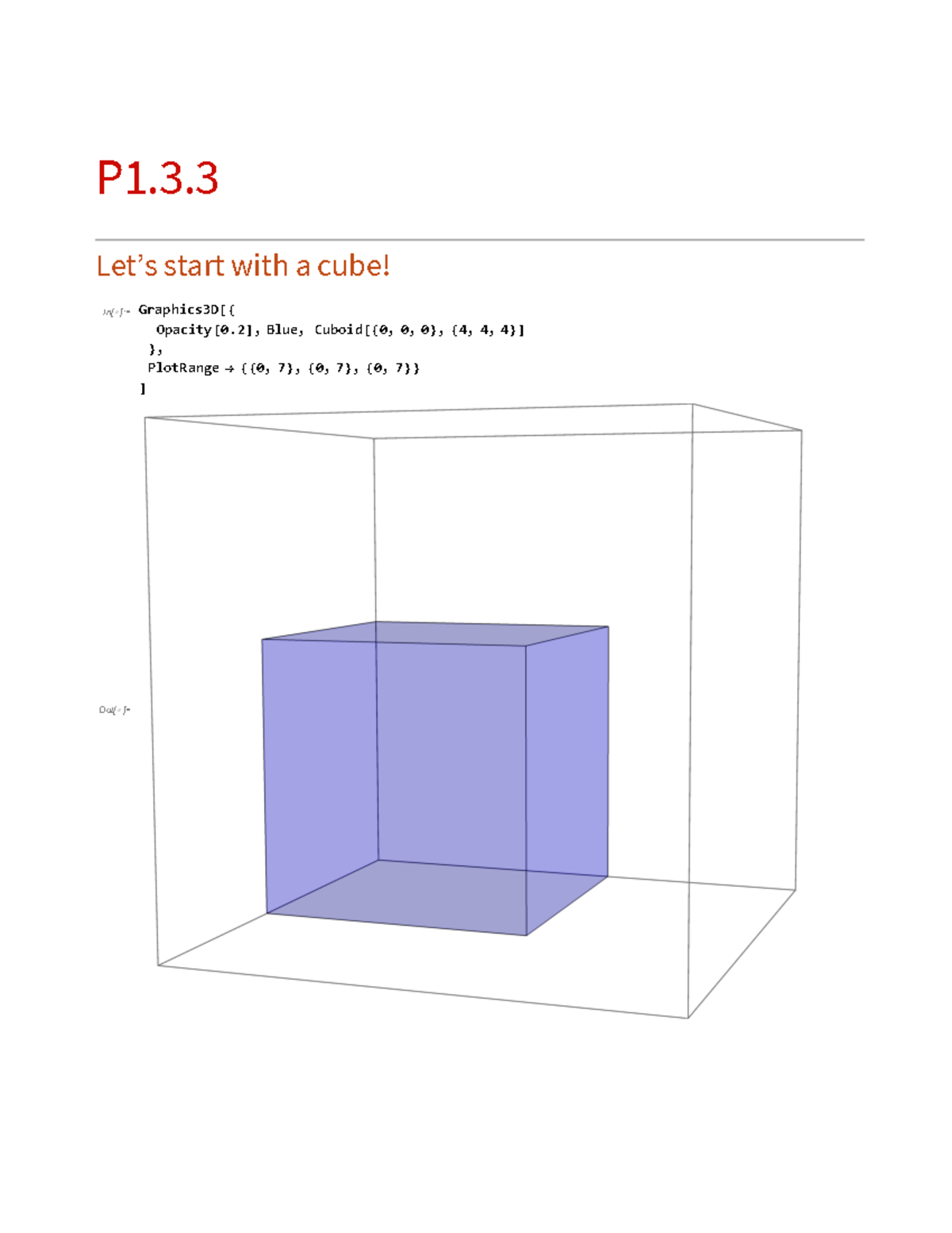 vector algebra notes - P1. Let’s start with a cube! In[ ]:= Graphics3D ...