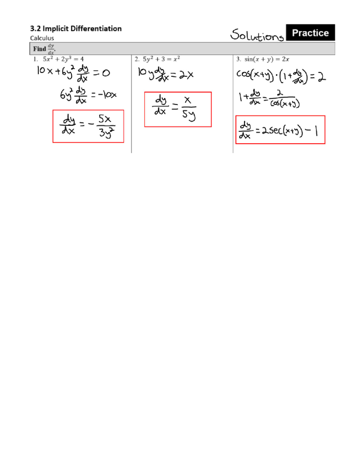 Calc 3 - practice - Calculus I - Studocu