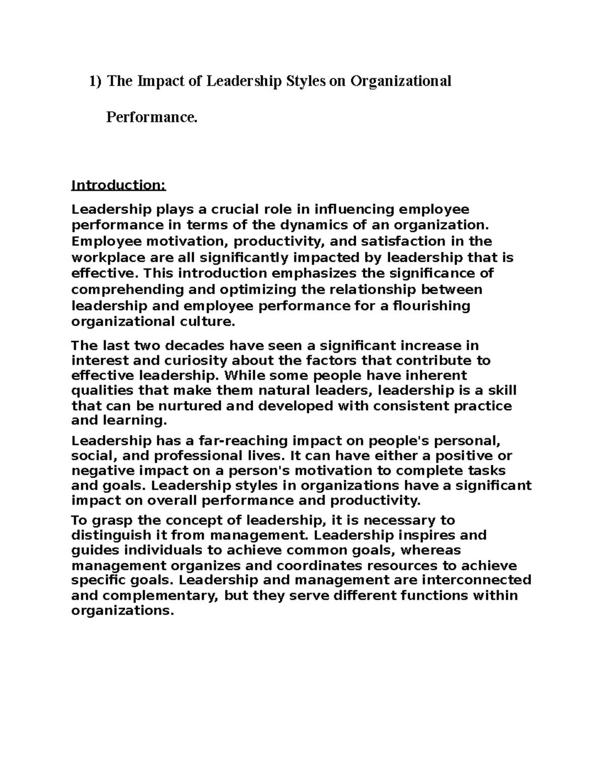 The Impact of Leadership Styles on Organizational Performance ...
