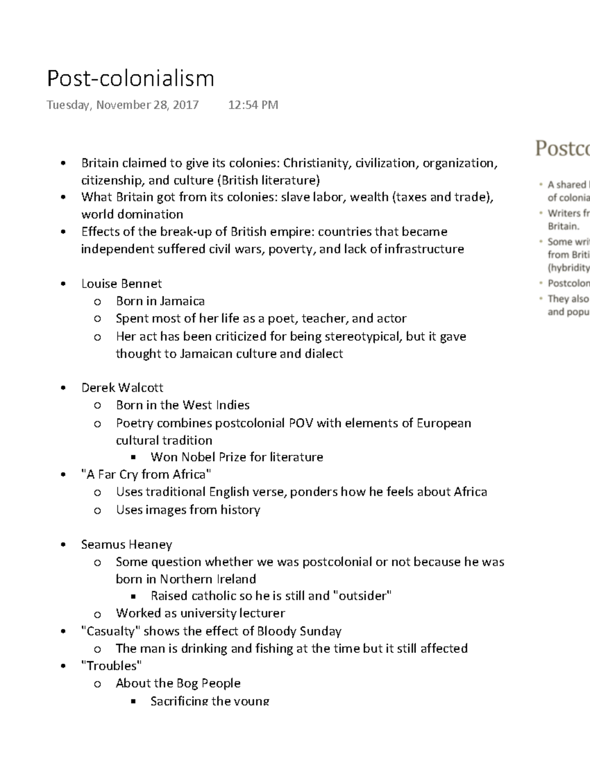 Post-colonialism - Notes describing certain works during this era and ...