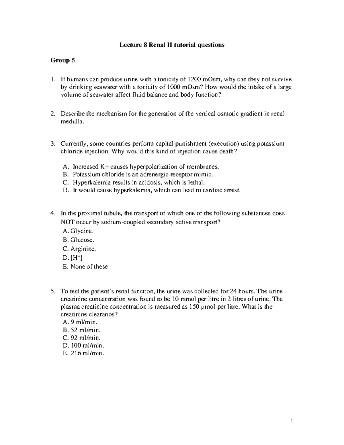 BS2001 Lecture 8 Renal II Tutorial Question - 1 Lecture 8 Renal II ...