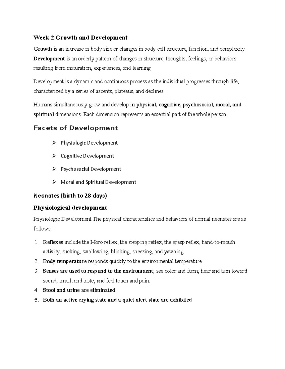 Week 2 note 113 - note - Week 2 Growth and Development Growth is an ...