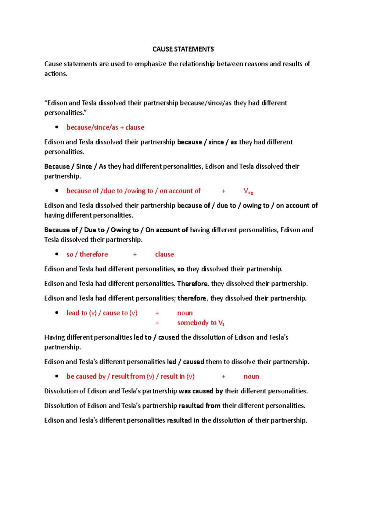 Worksheet 2 - Cause Statements - English III - ITU - Studocu