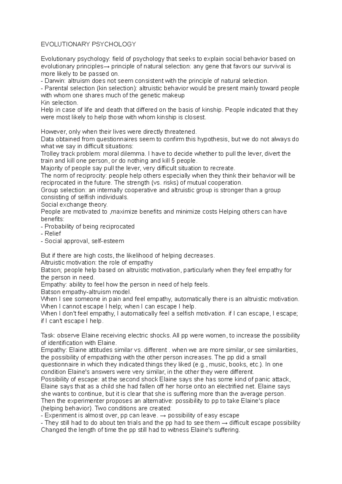 Evolutionary Psychology Theory