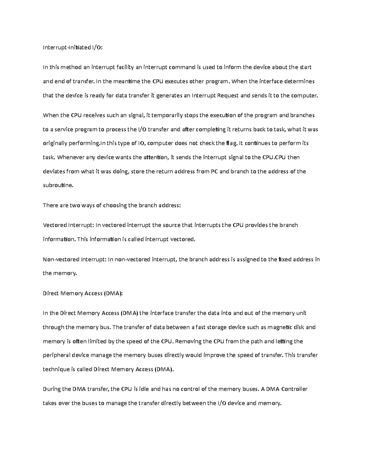 Computer Organisation Interrupt Initiated I O Interrupt Initiated I O In This Method An