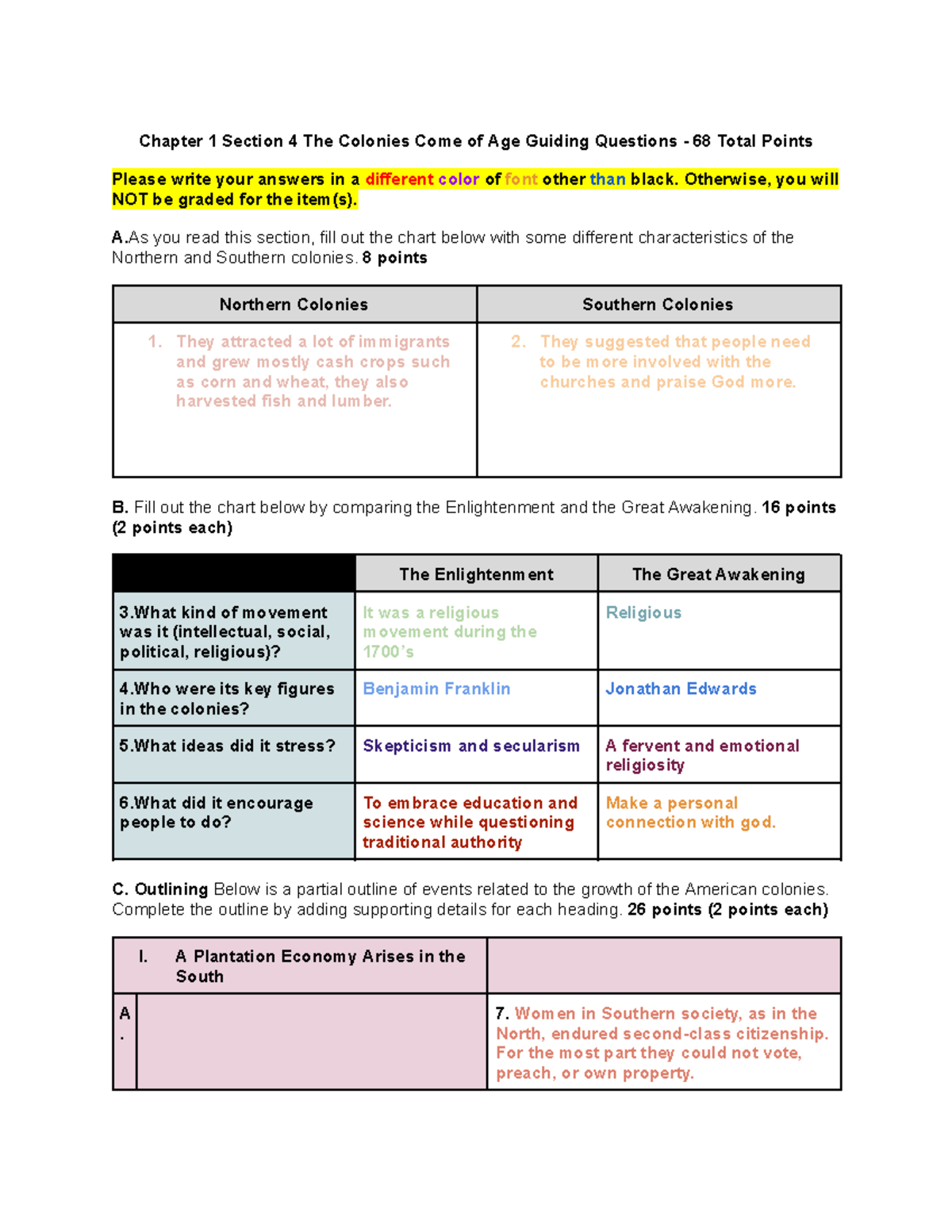 Copy of Chapter 1 Section 4 Guiding Questions - Chapter 1 Section 4 The Colonies Come of Age ...