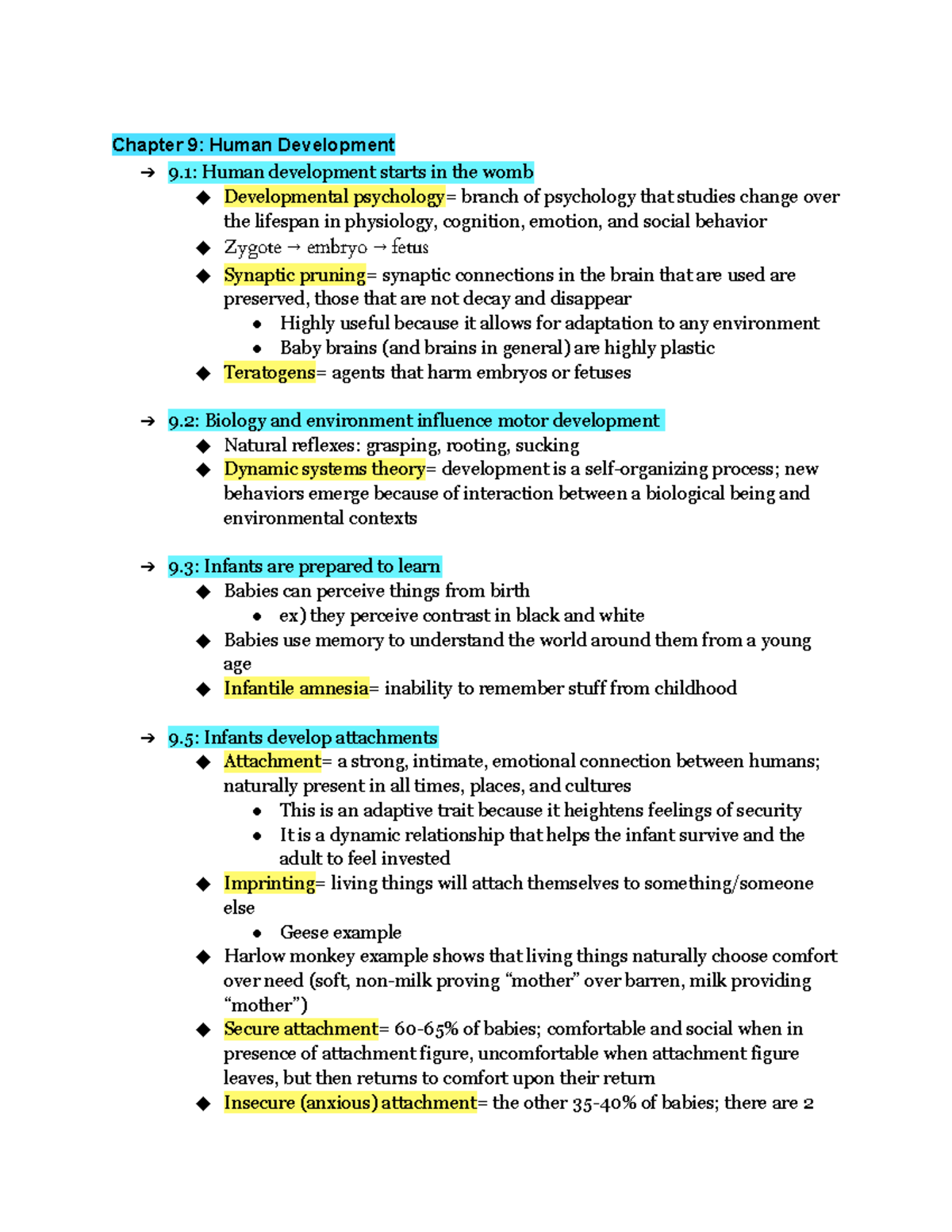 PSYC 0001 Chapter 9 - Gherman - Chapter 9: Human Development 9: Human development starts in the ...