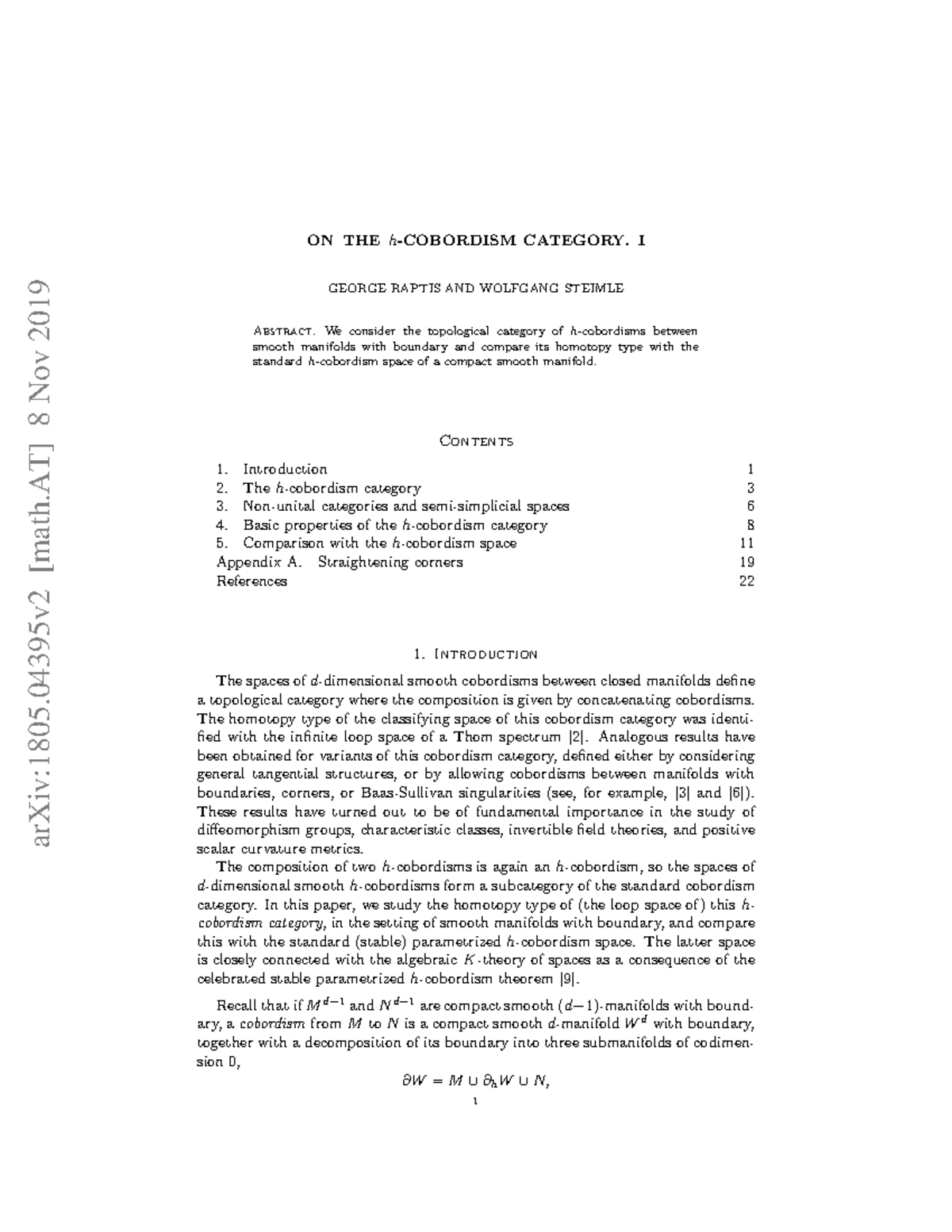 1805 - Cours - arXiv:1805 [math] 8 Nov 2019 ON THE h-COBORDISM CATEGORY ...