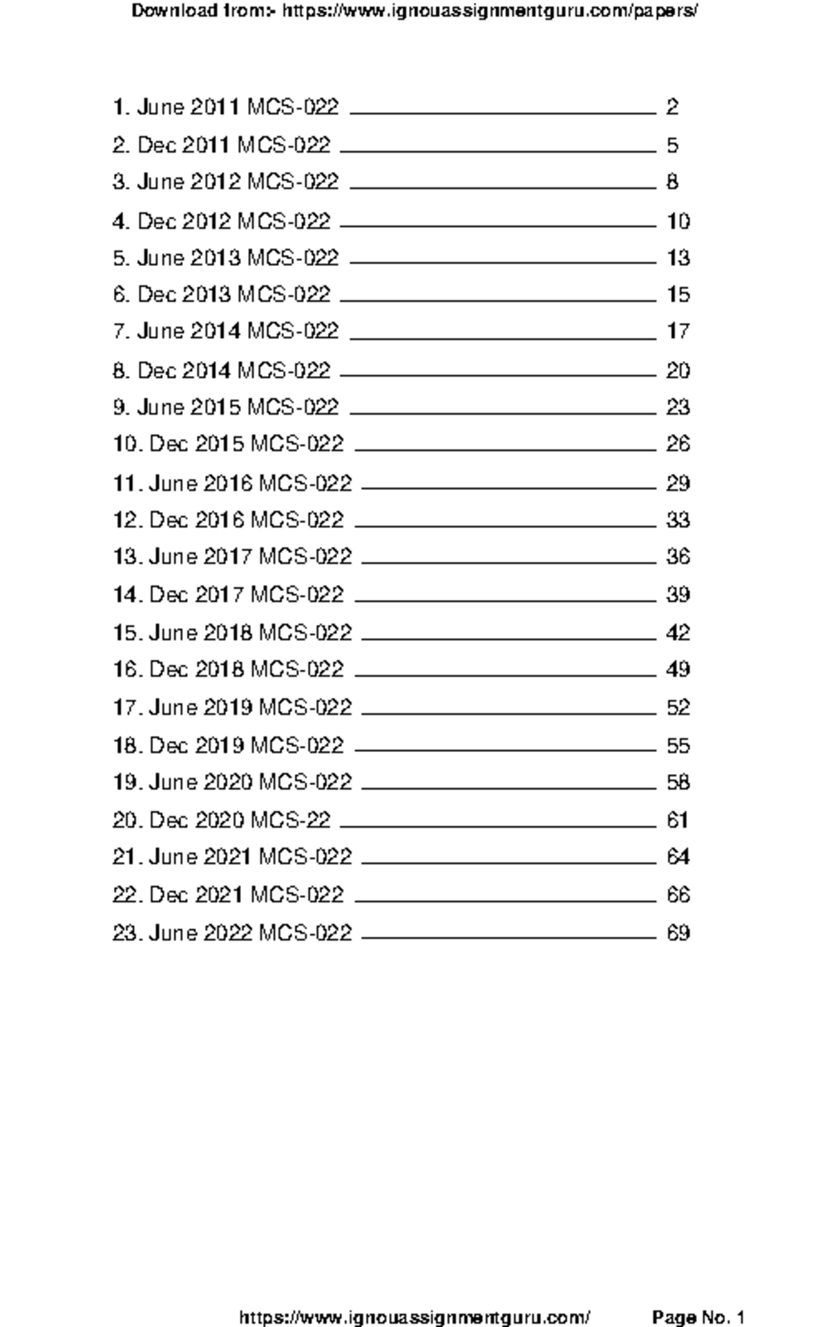 MCS-022 by ignouassignmentguru - June 2011 MCS-022 Dec 2011 MCS-022 ...