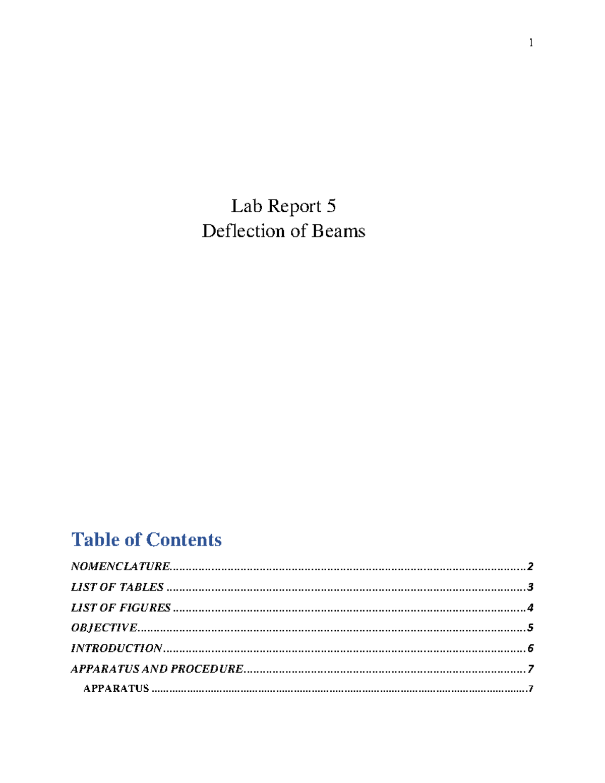 Lab Report 5 - Deflection of Beams NOMENCLATURE Greek Letters 𝜌 Radius ...