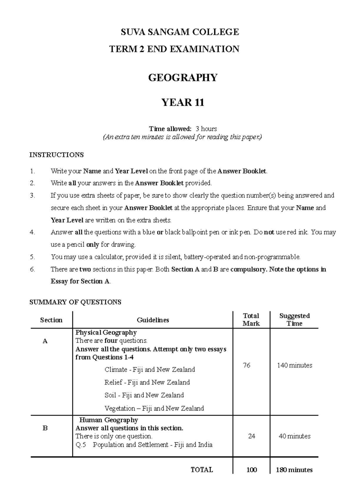 23 T2E YR11 Geog QP - sOME COURSEWORK - SUVA SANGAM COLLEGE TERM 2 END ...