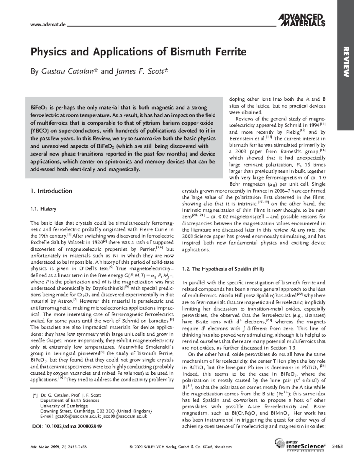 Physics and Applications of Bismuth Ferrite - Scott* 1. Introduction ...