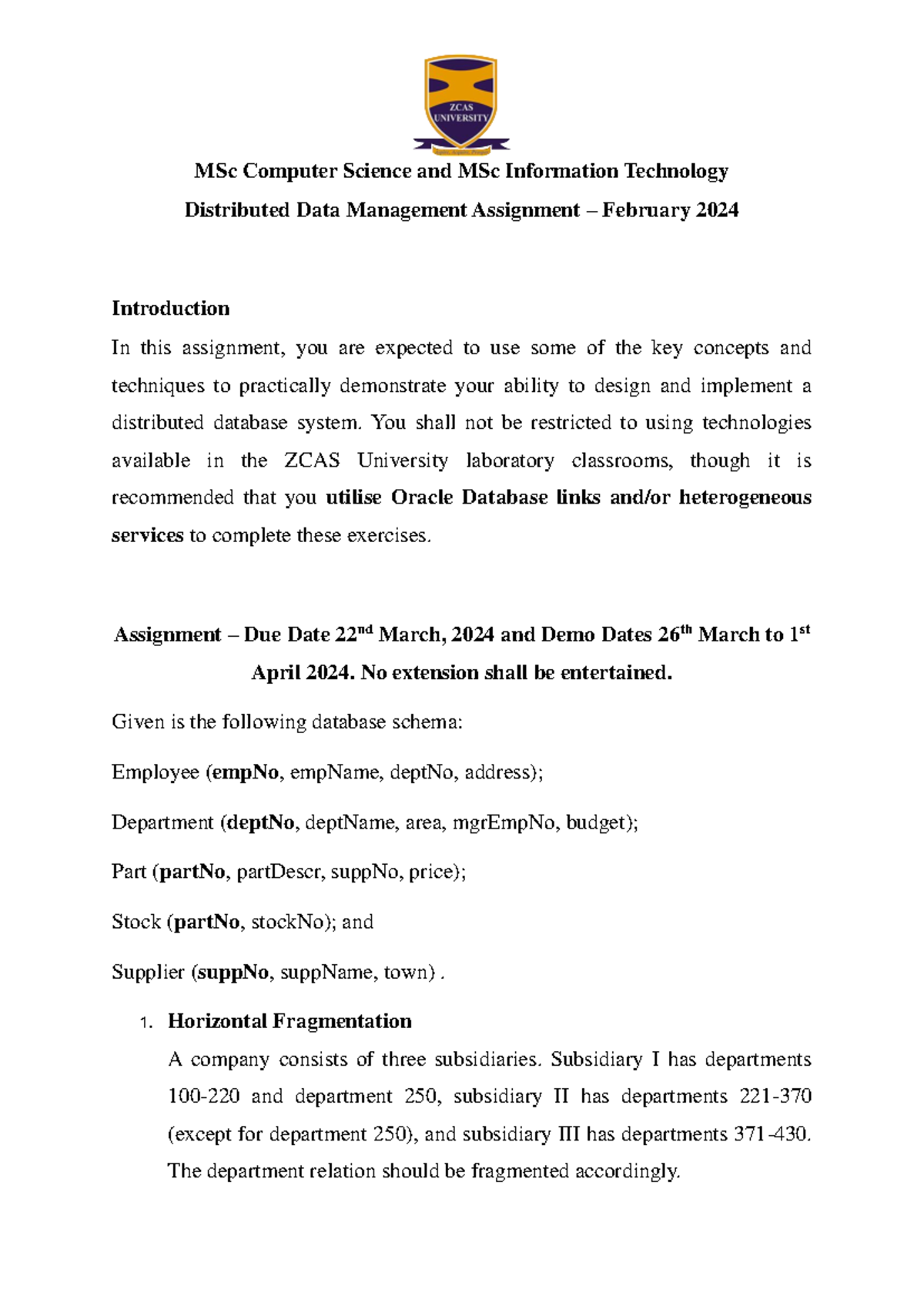 Distributed Data Management Assignment 2024 Msc Computer Science And Msc Information
