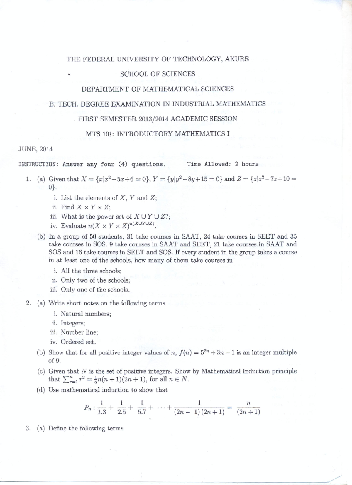 MTS 101 ( 2013 - 2014 ) Introductory Mathematics 10001 - General ...
