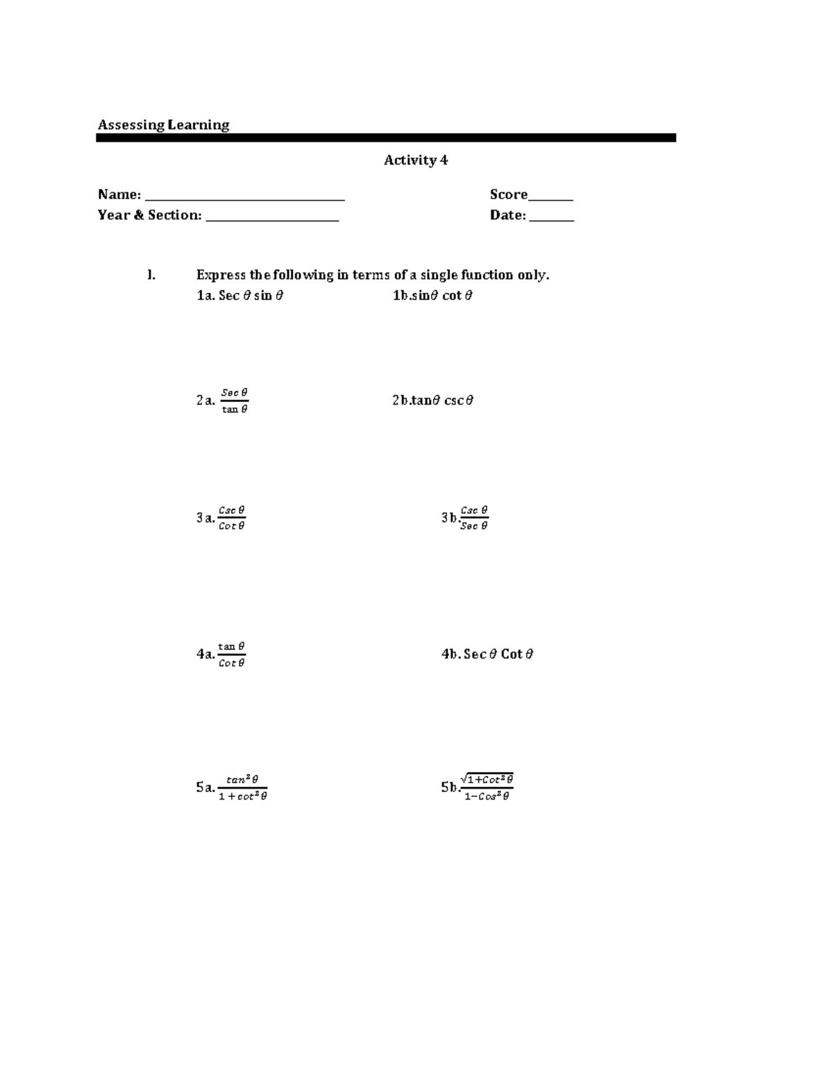 Math 113 Module 2 - goodluck - Assessing Learning Activity 4 Name ...