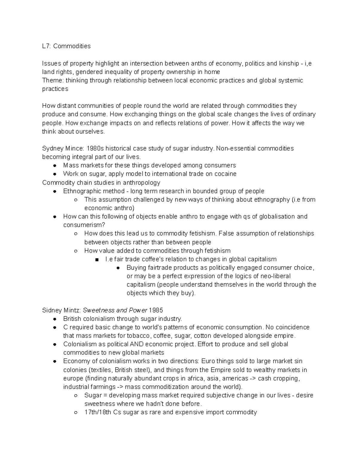 L7 Commodities - Lecture notes 7 - L7: Commodities Issues of property ...