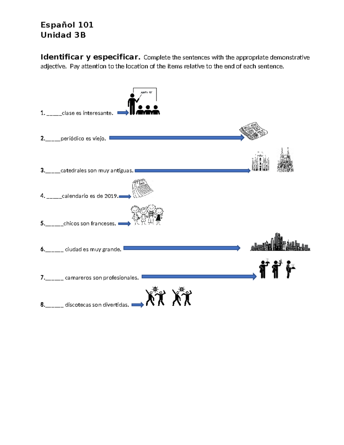 Thisthatthesethose - Worksheet - SPAN 102 - Español 101 Unidad 3B ...