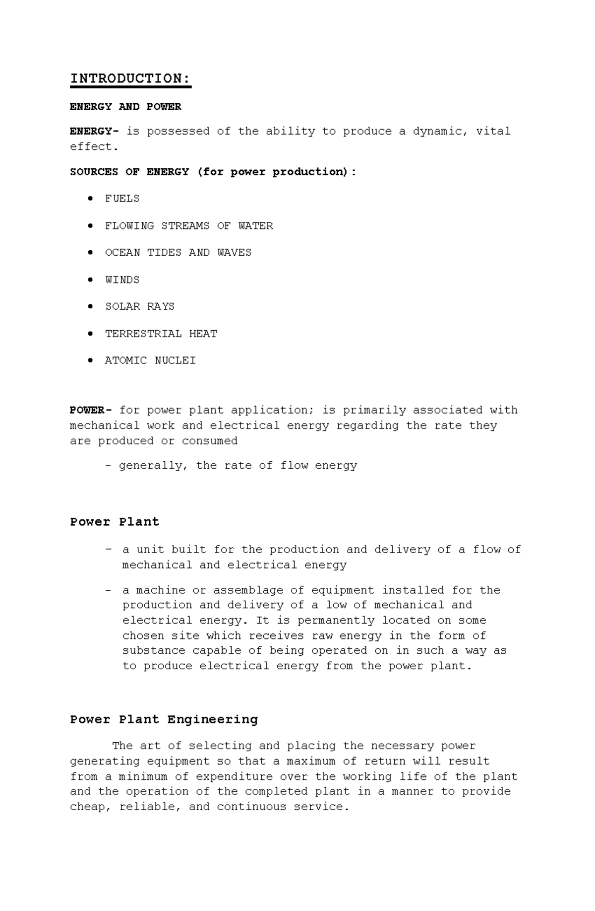 PPE Intro Variable LOAD 1 - INTRODUCTION: ENERGY AND POWER ENERGY- is ...