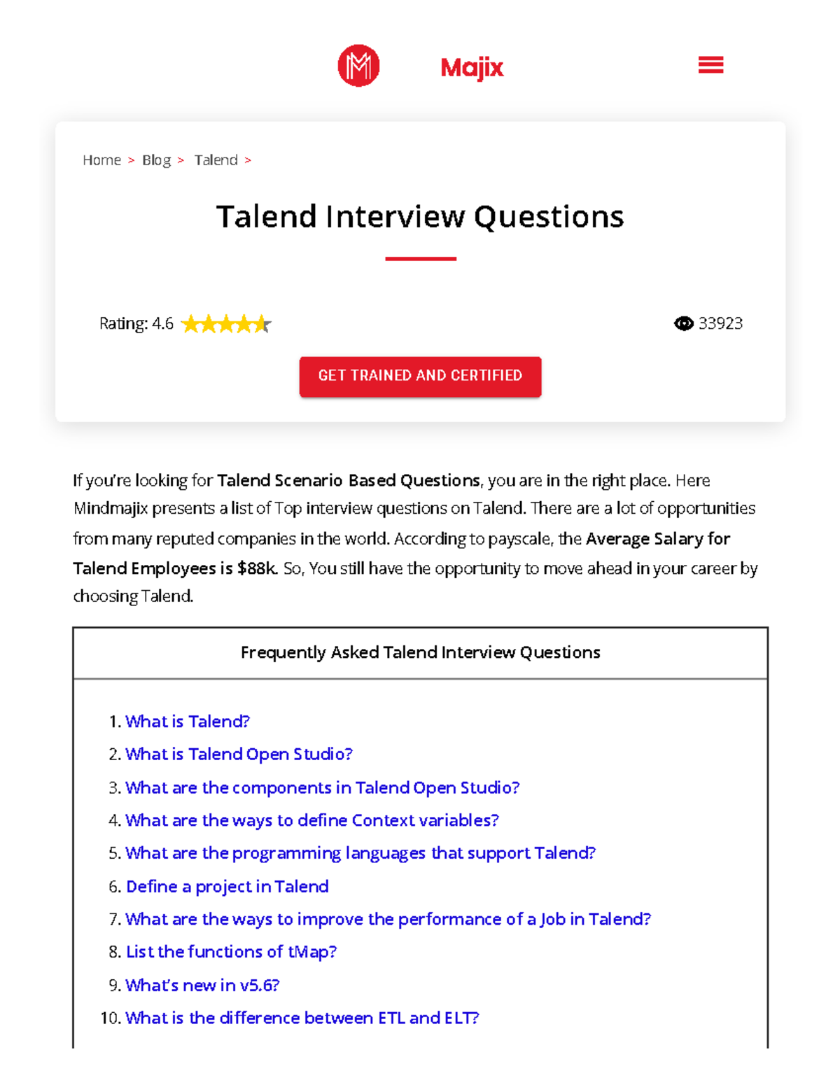 Top 65+ Talend Interview Questions and Answers In 2022 - Talend Interview Questions Rating: 4 ...