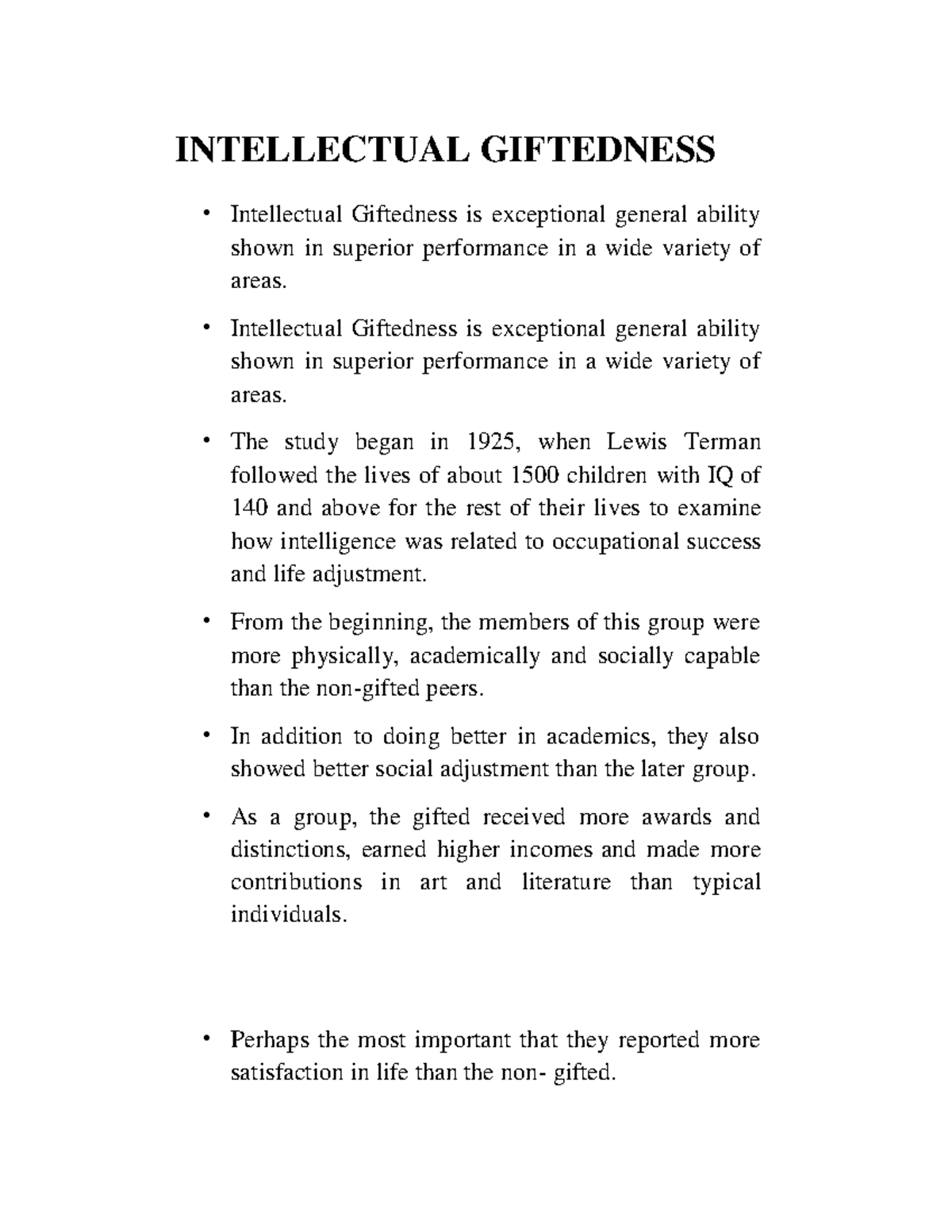 Intellectual Giftedness - INTELLECTUAL GIFTEDNESS Intellectual ...