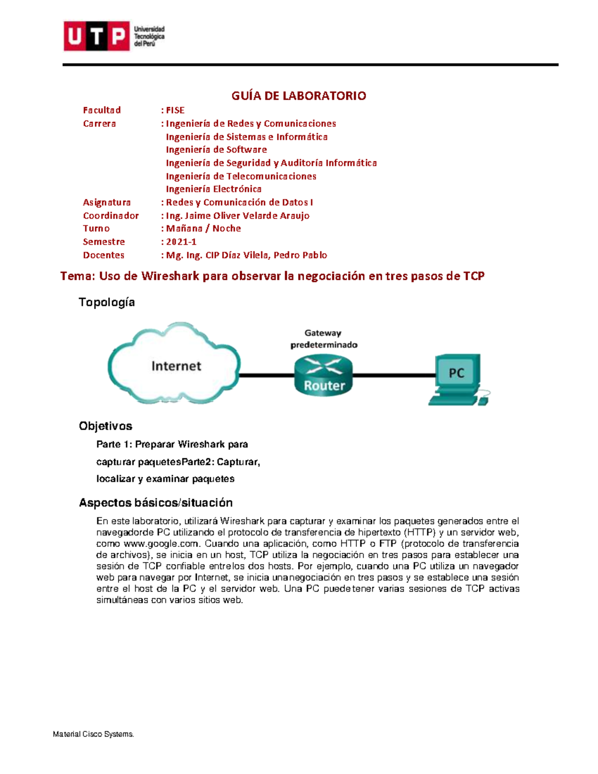 S13s2 Lab Using Wireshark To Observe The Tcp 3 Way Handshake GuÍa De