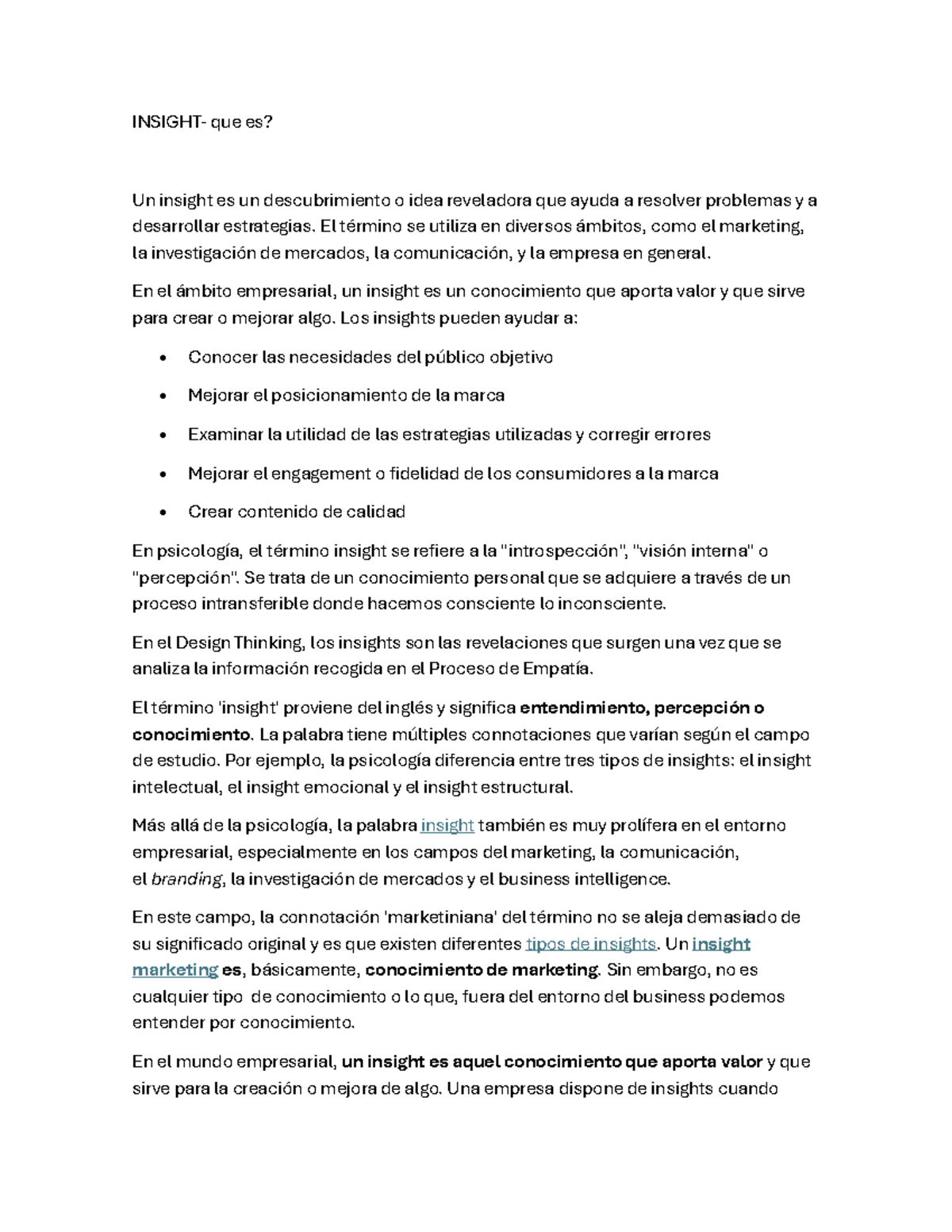 Insight investigacion - INSIGHT- que es? Un insight es un ...